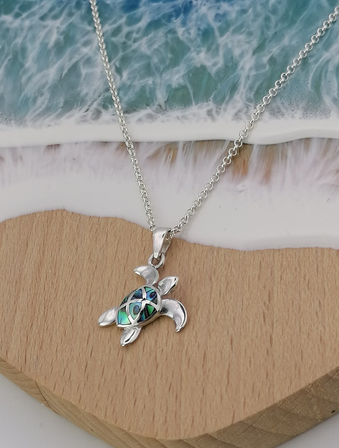 Sterling Silver Turtle Necklace, Decorated With Shell - Etsy