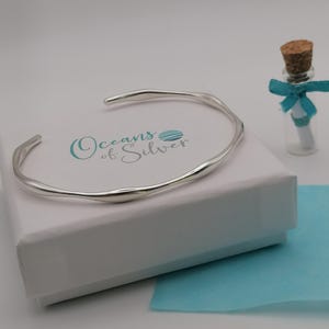 Sterling Silver Dainty Double Sided Wave Bangle - Etsy