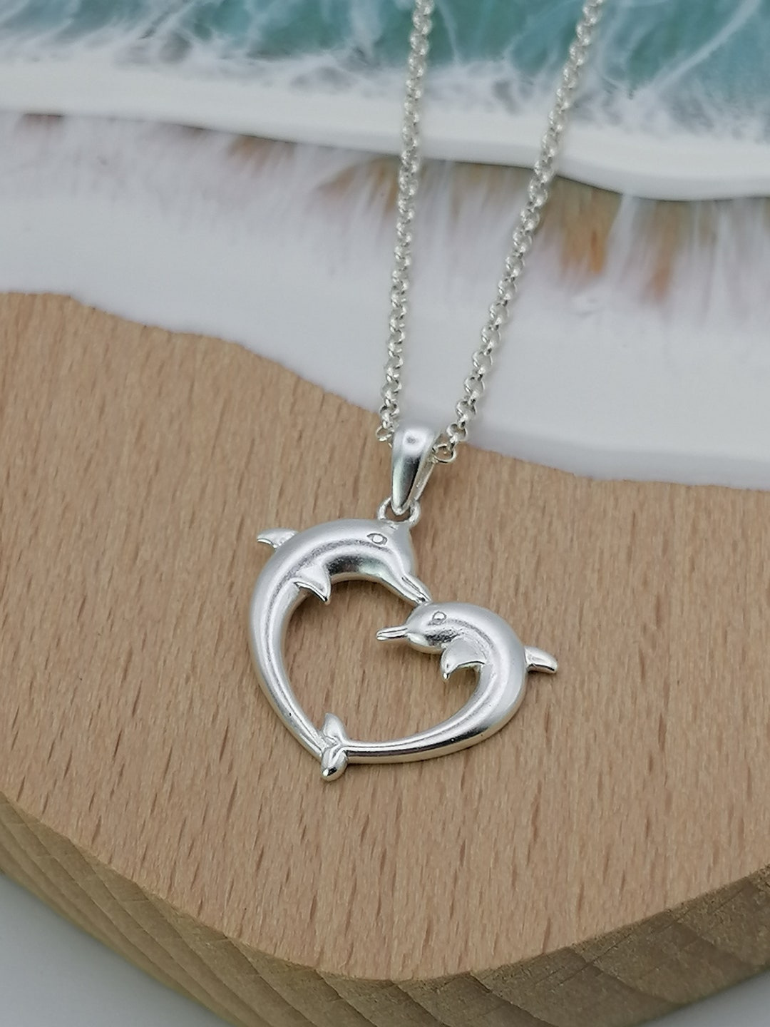 Sterling Silver Dolphin Heart Pendant, Sterling Silver Dolphin Heart ...
