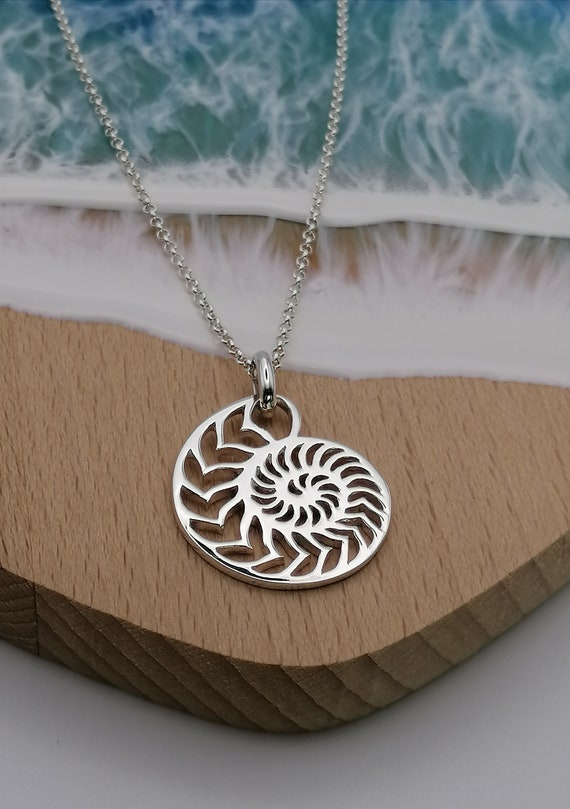 Sterling Silver Ammonite Pendant Ammonite Necklace - Etsy