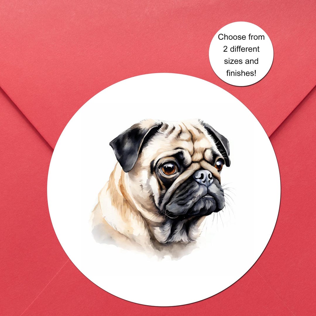 Pug Dog Stickers, Envelope Seals, for Craft, Business, Handmade, Home ...