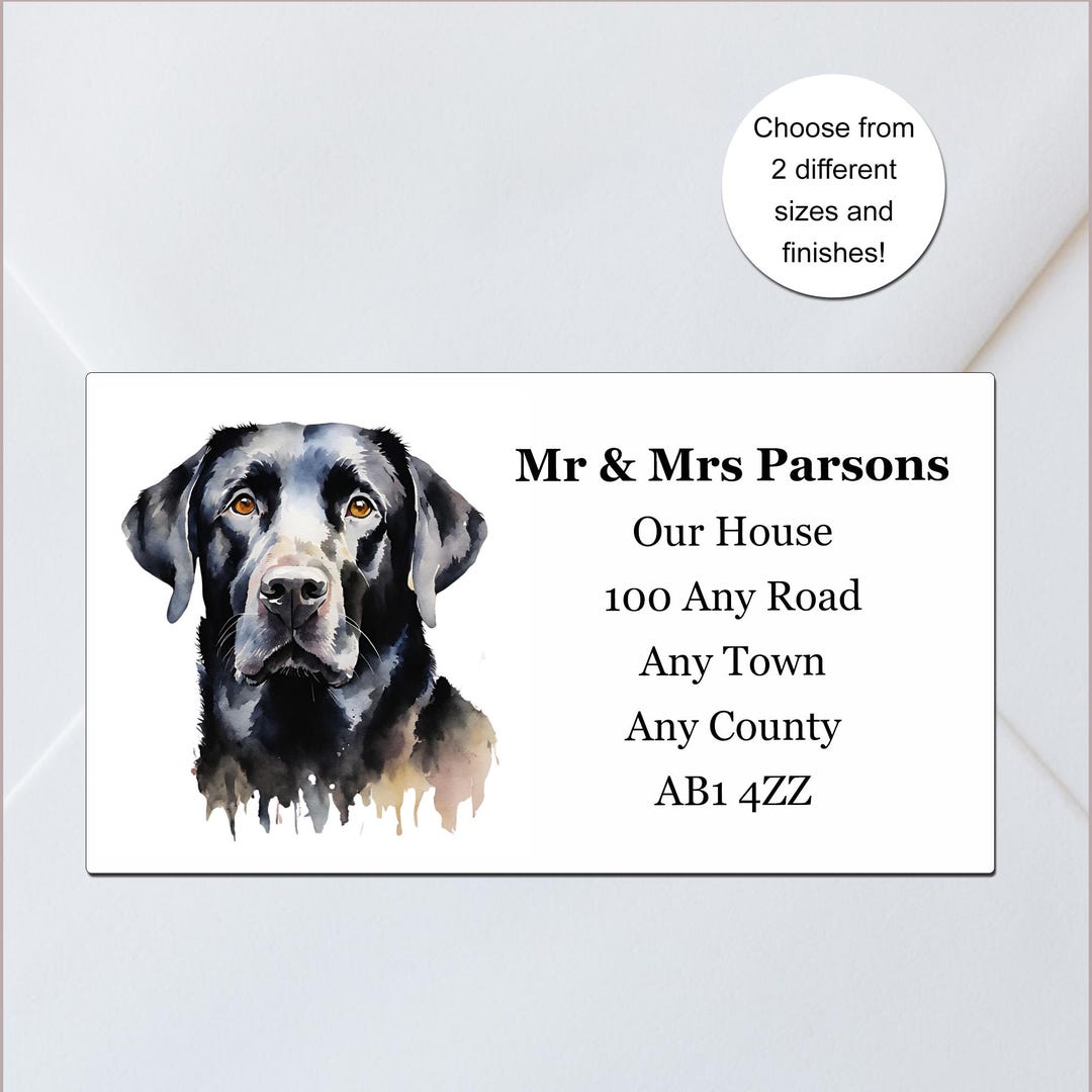Black Labrador Dog Return Address Labels, Personalised, Custom Sticker ...