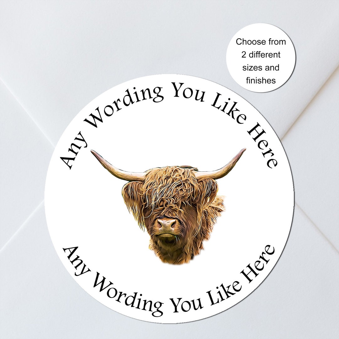 Highland Cow Stickers, Envelope Seals, Matte or Gloss, Craft, School ...