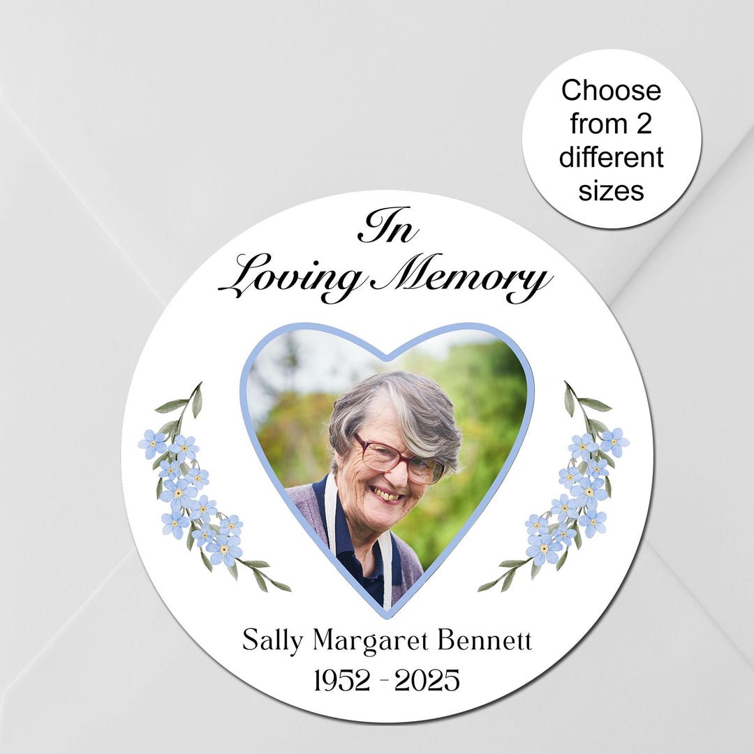 In Memory Photo Stickers: Forget-me-not, Personalised Custom Funeral ...