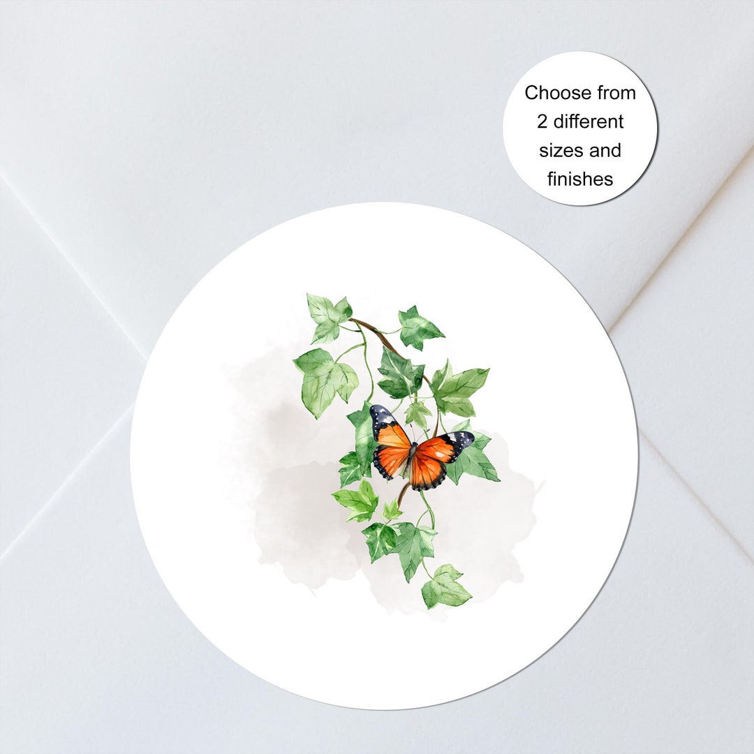 Ivy and Butterfly Stickers, Envelope Seals, for Craft, Business ...