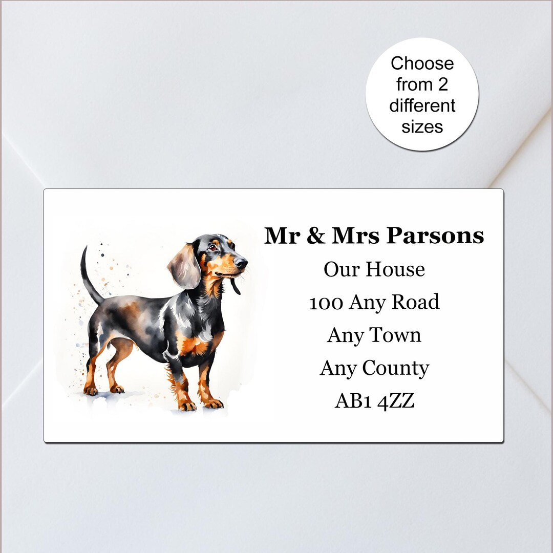 Dachshund Dog Return Address Labels: Personalised Custom Stickers - Etsy