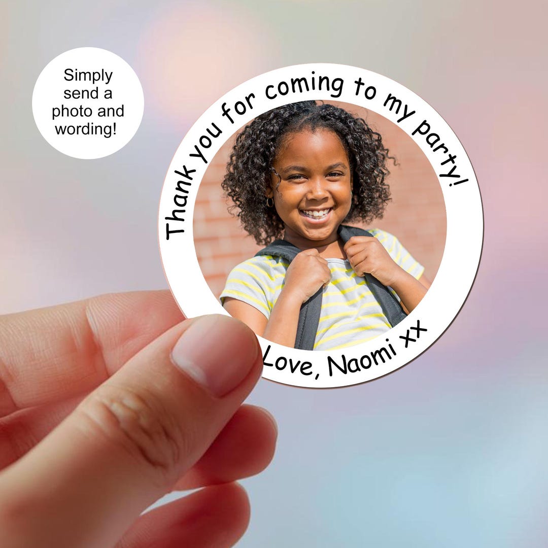 Kids Birthday Photo Stickers, Party Bag Labels, Sweet Cone Stickers ...