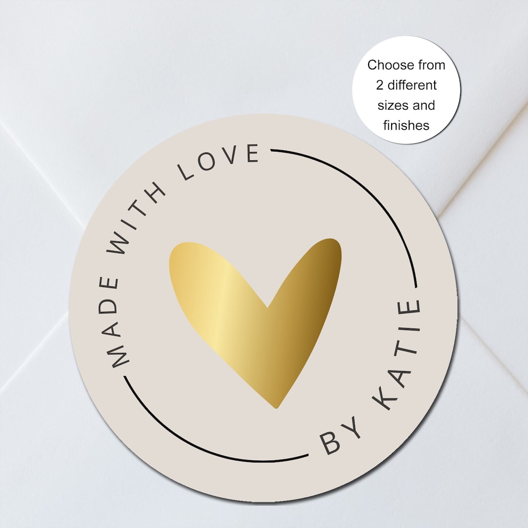 Made With Love Heart Stickers, Handmade Stickers, Made With Love Labels ...