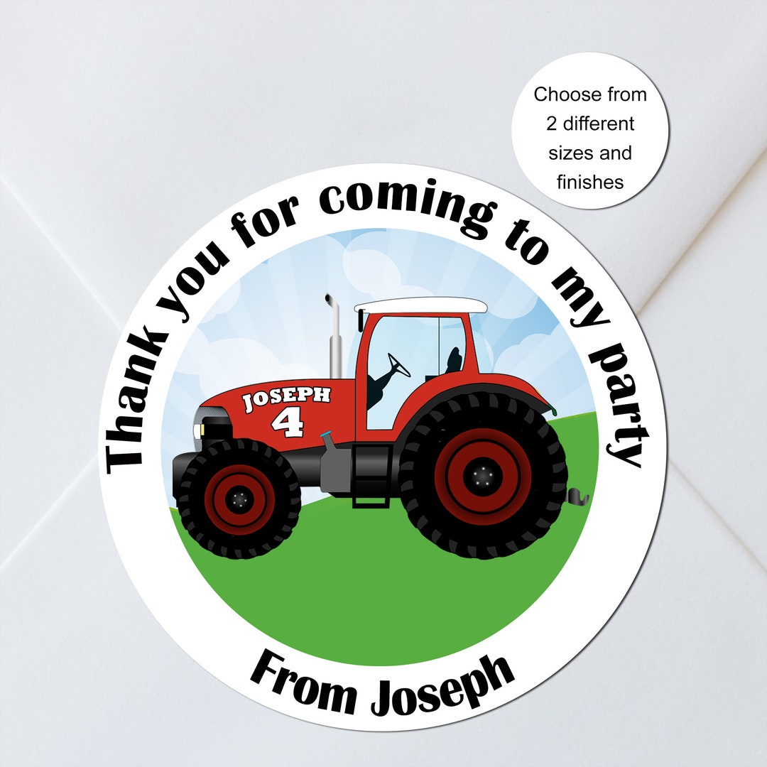 Tractor Farm Theme Party Stickers, Custom Personalised Labels, Sweet ...
