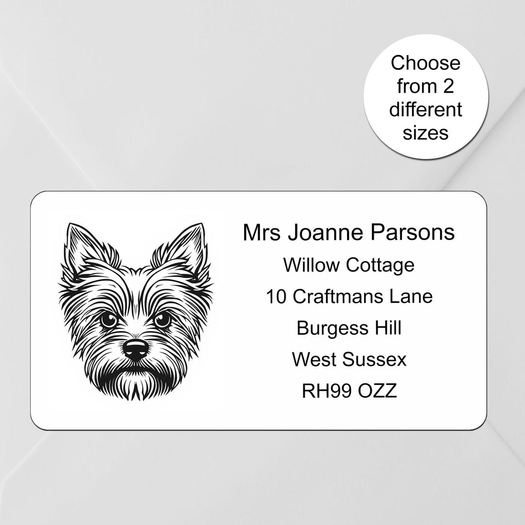 Yorkie Dog Return Address Labels: Custom Personalised Stickers, 2 Sizes ...