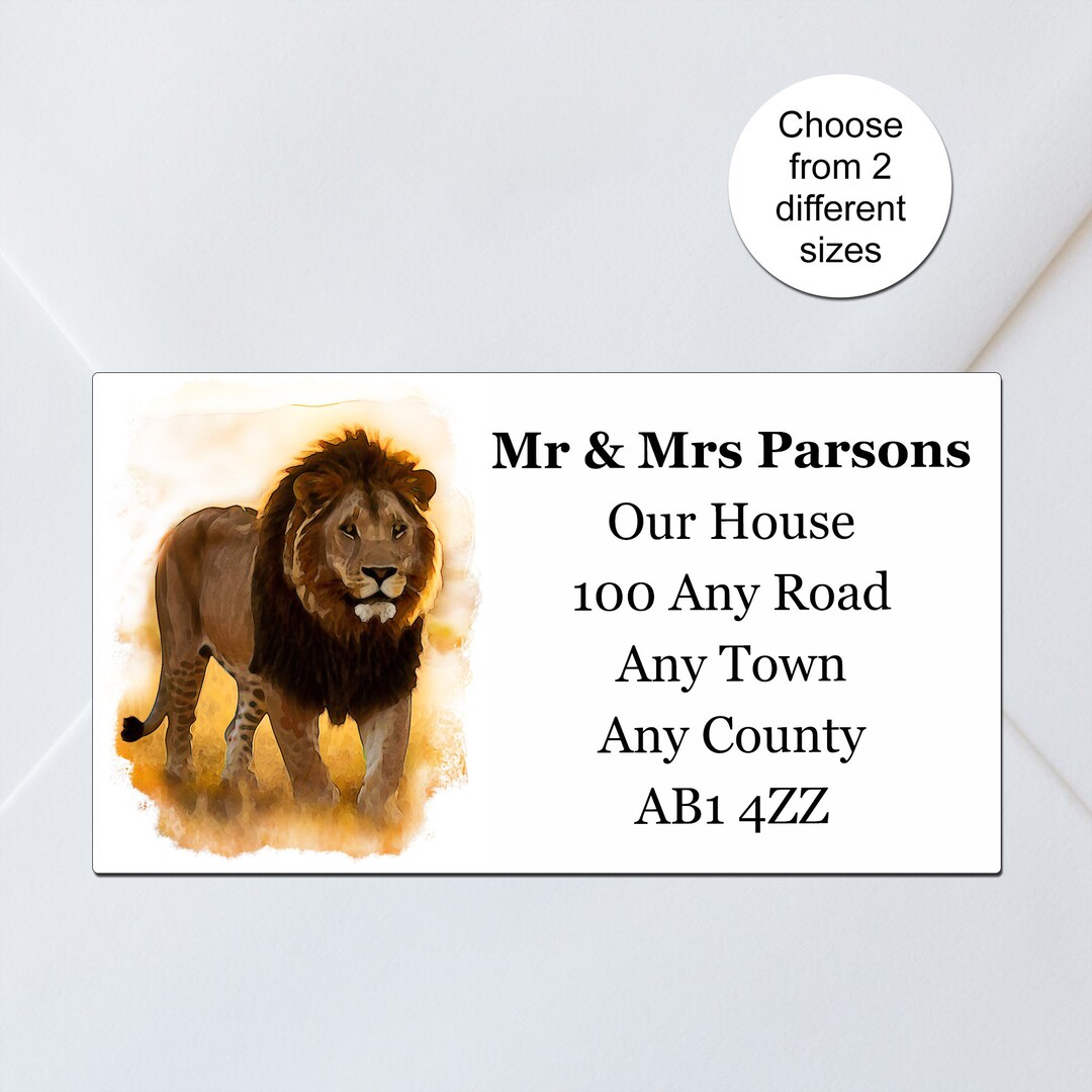 Lion Personalised Address Labels / Handmade by / Craft / School, Custom ...