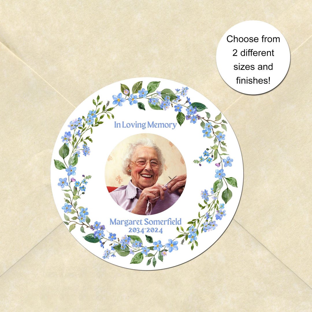In Memory Photo Stickers: Forget-me-not, Custom Personalised ...
