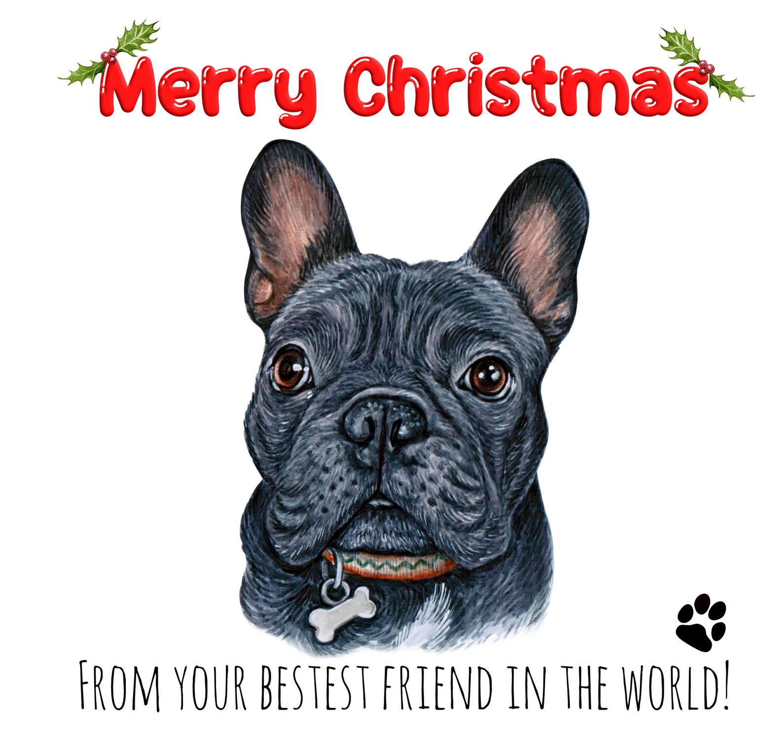 Christmas Xmas Card From The DOG French Bulldog Frenchie | Etsy