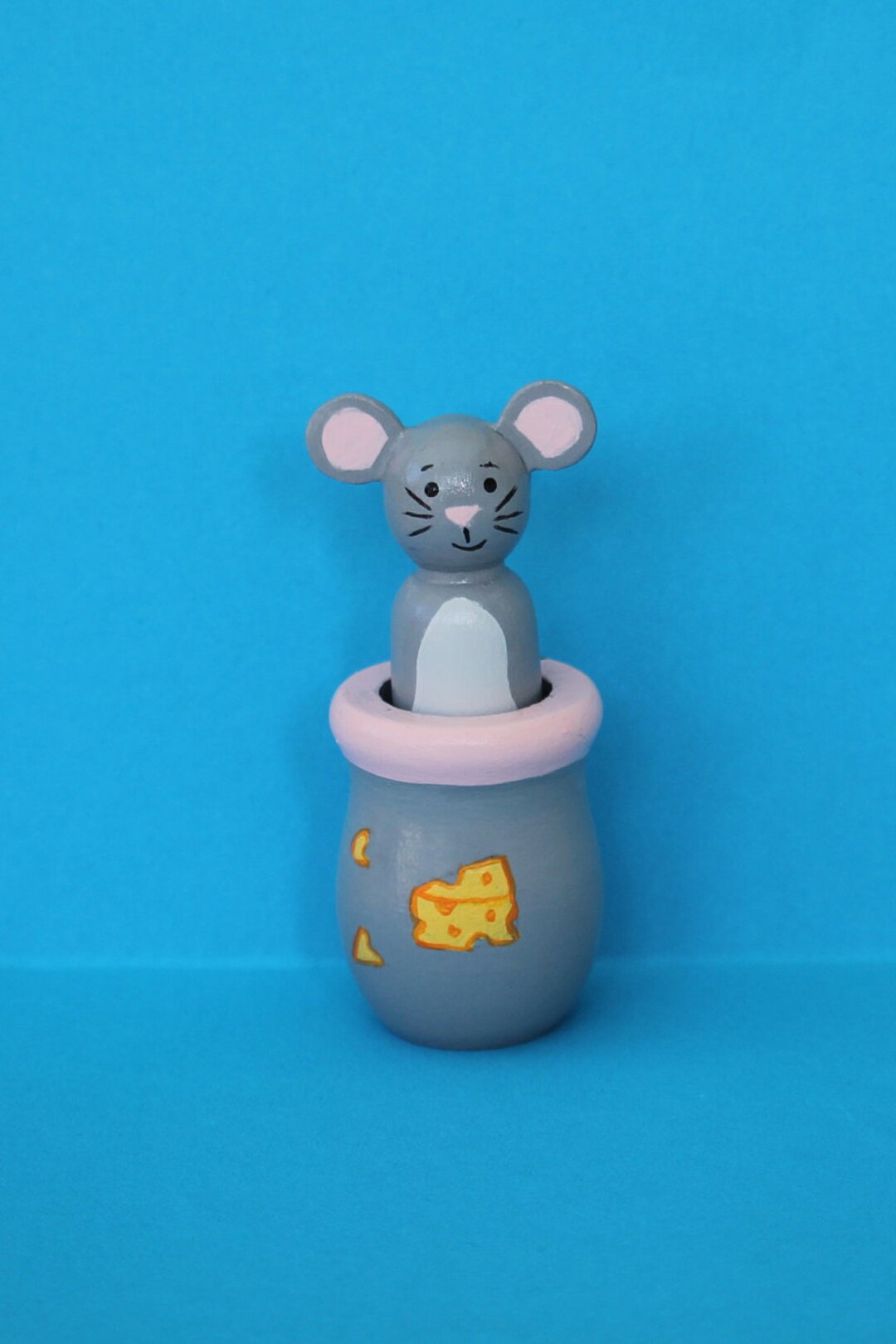 Wooden Mouse Peg Doll and Pot - Etsy