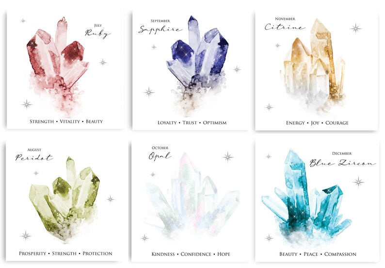 Crystal Healing, Spiritual Gem Stone Birthday Cards - Etsy