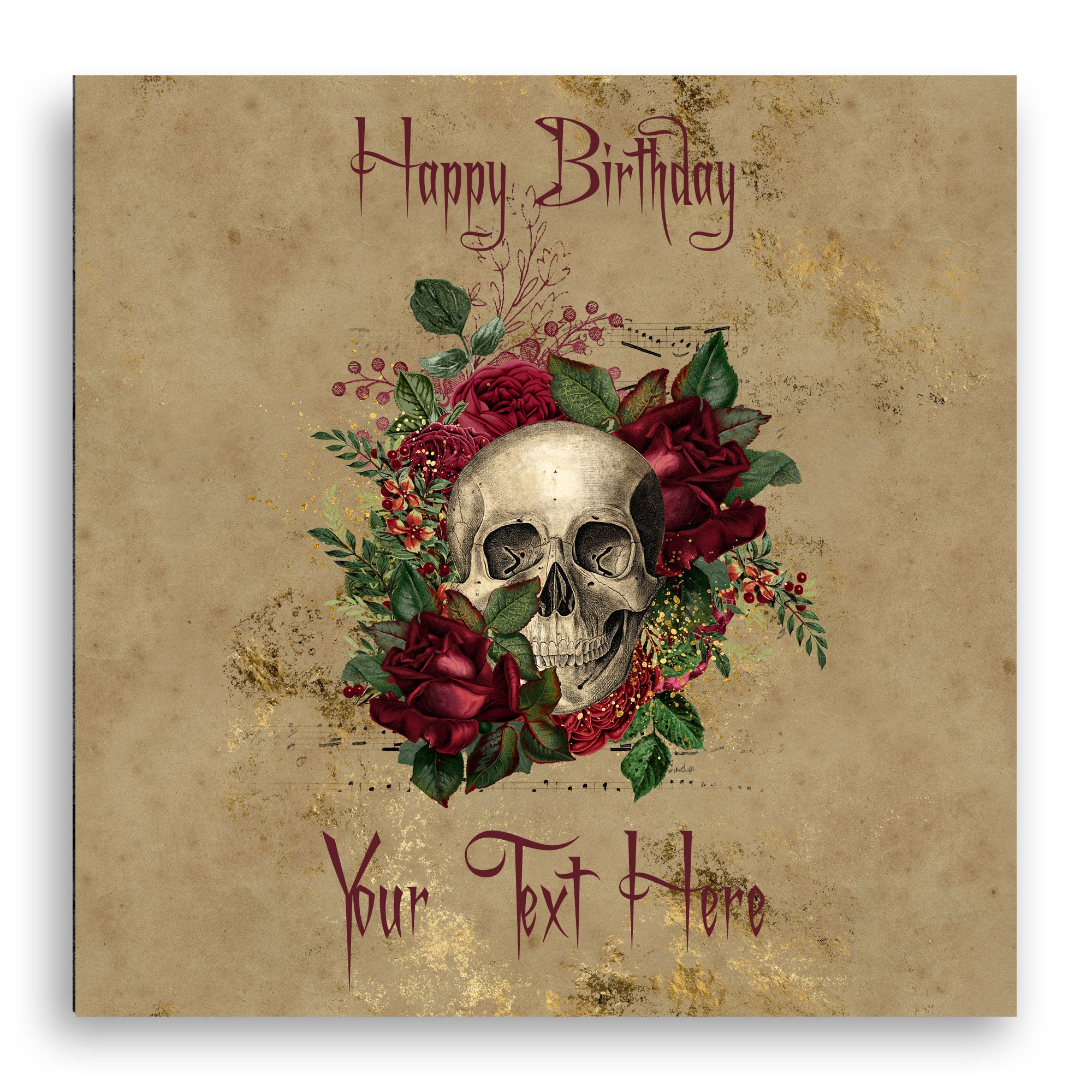 Skull Rose Birthday Card - Etsy