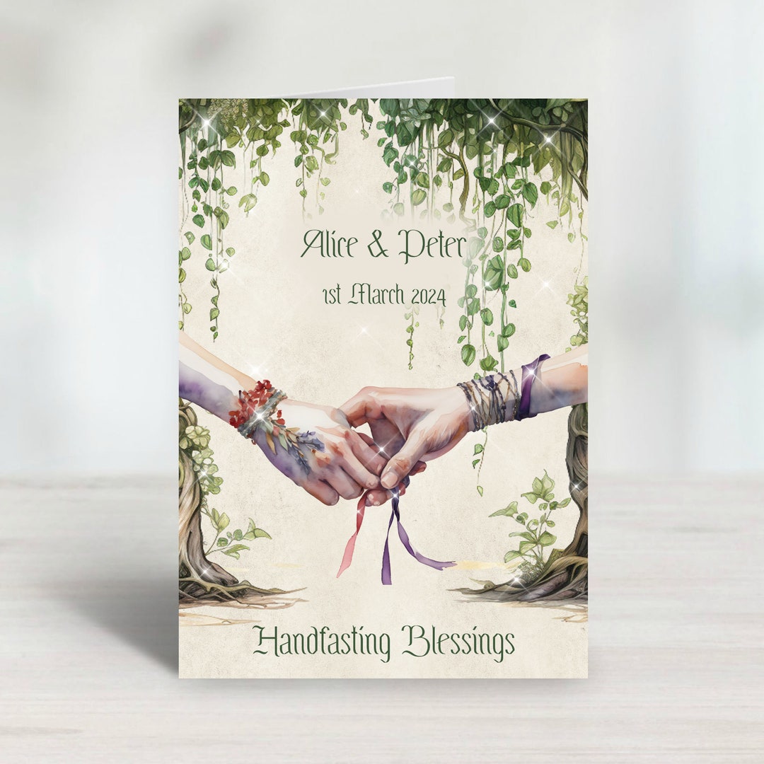 Personalised Handfasting Hands and Ribbons Blessings Card for Weddings ...