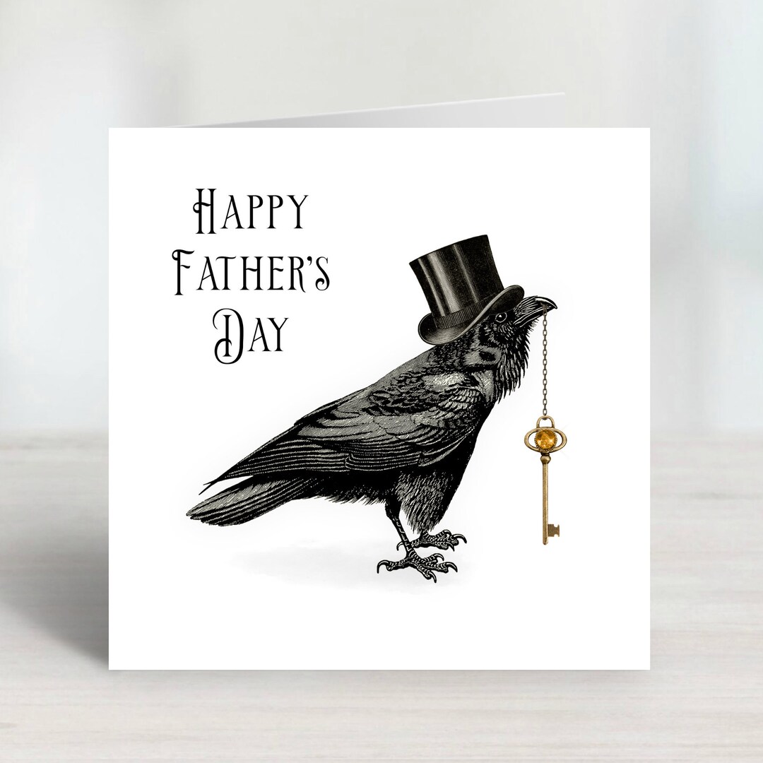 Macabre Steampunk Hat Wearing Raven Father's Day Card - Etsy