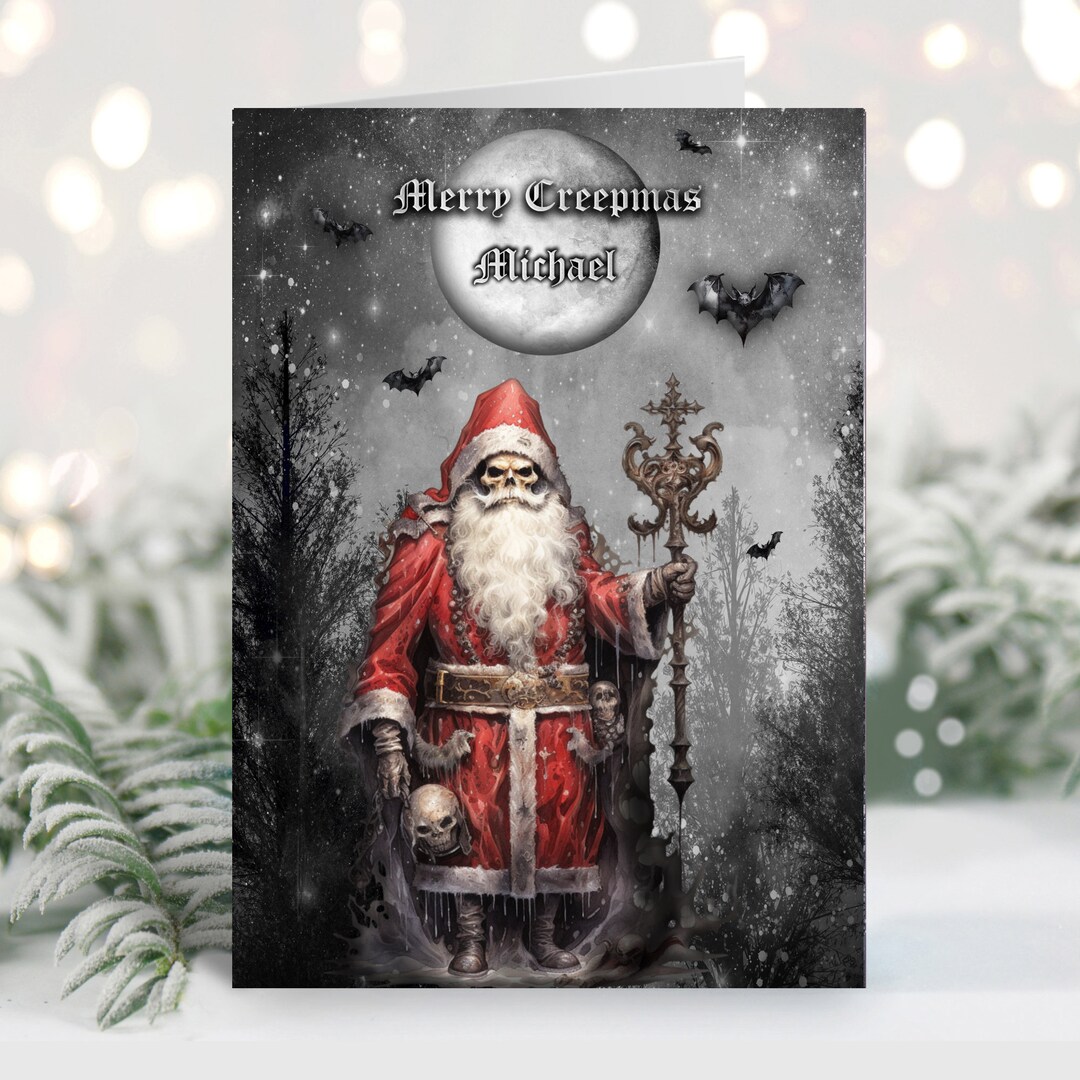 Personalised Spooky Gothic Christmas Card Featuring Father Creepmas for ...