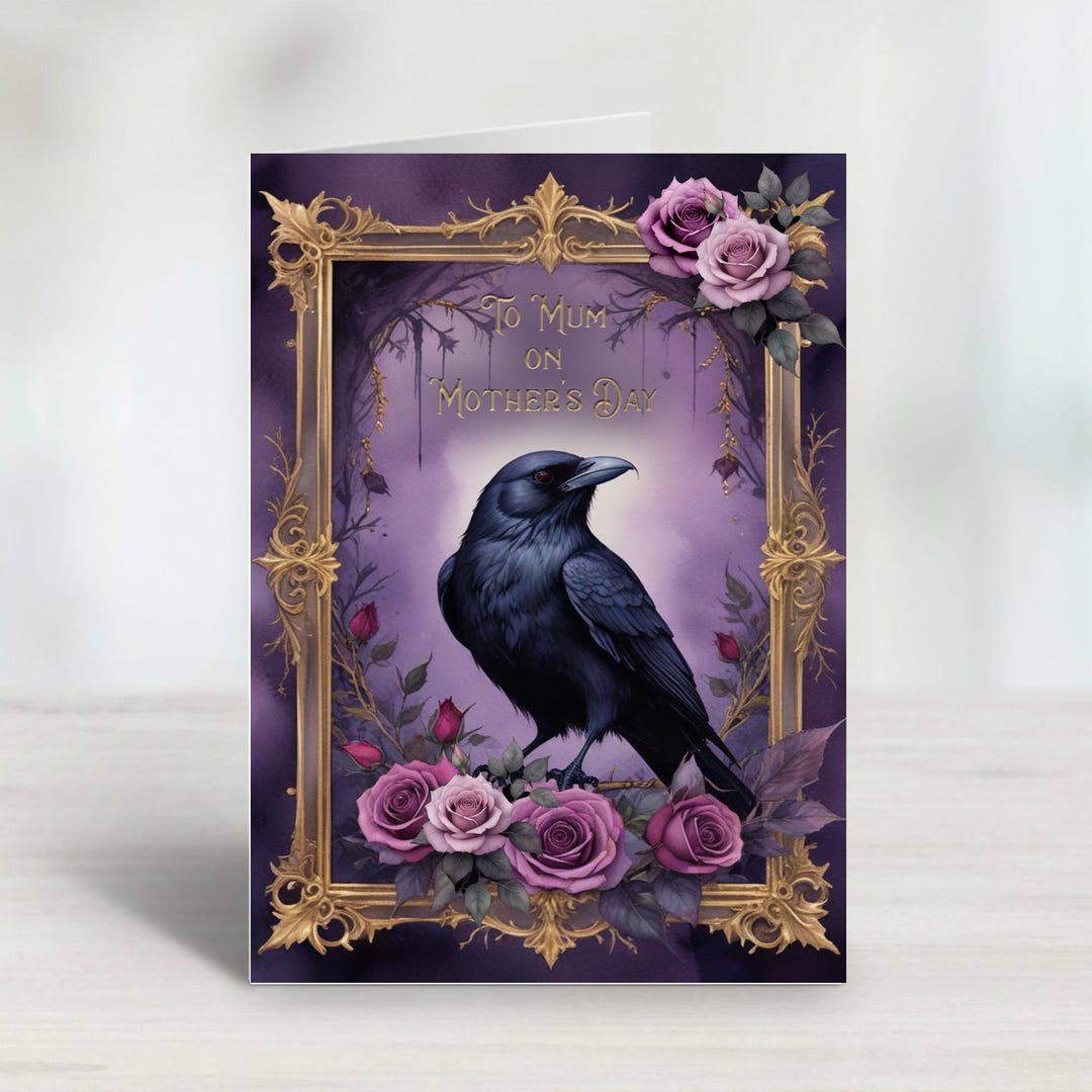 Personalised A5 Purple Raven Mother's Day Card. Fully Personalised ...
