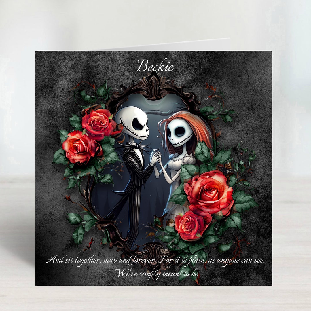 Personalised Nightmare Before Christmas Valentines Day Card - Red Roses ...