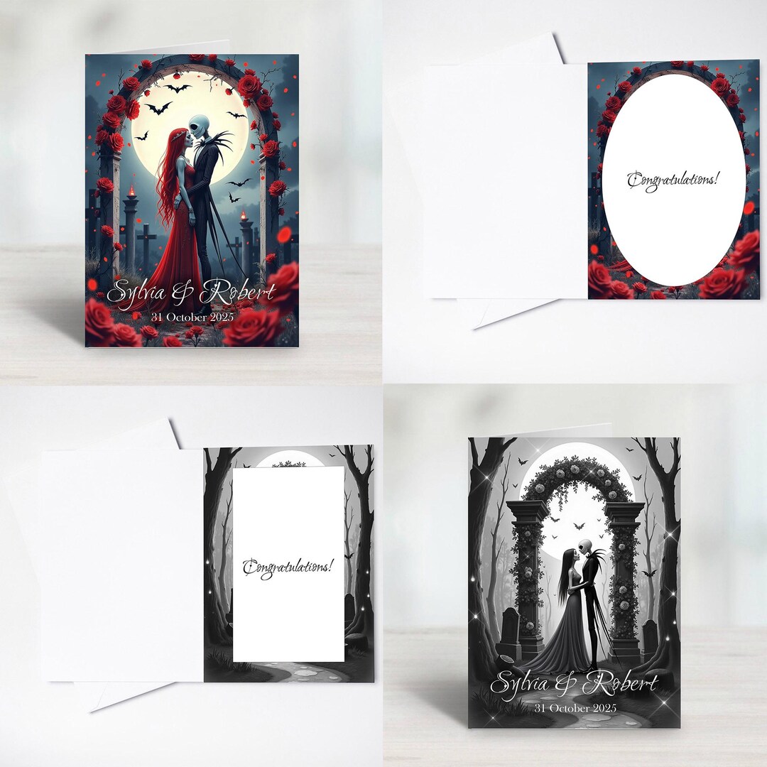 Personalised Nightmare Before Christmas Wedding or Anniversary Cards ...
