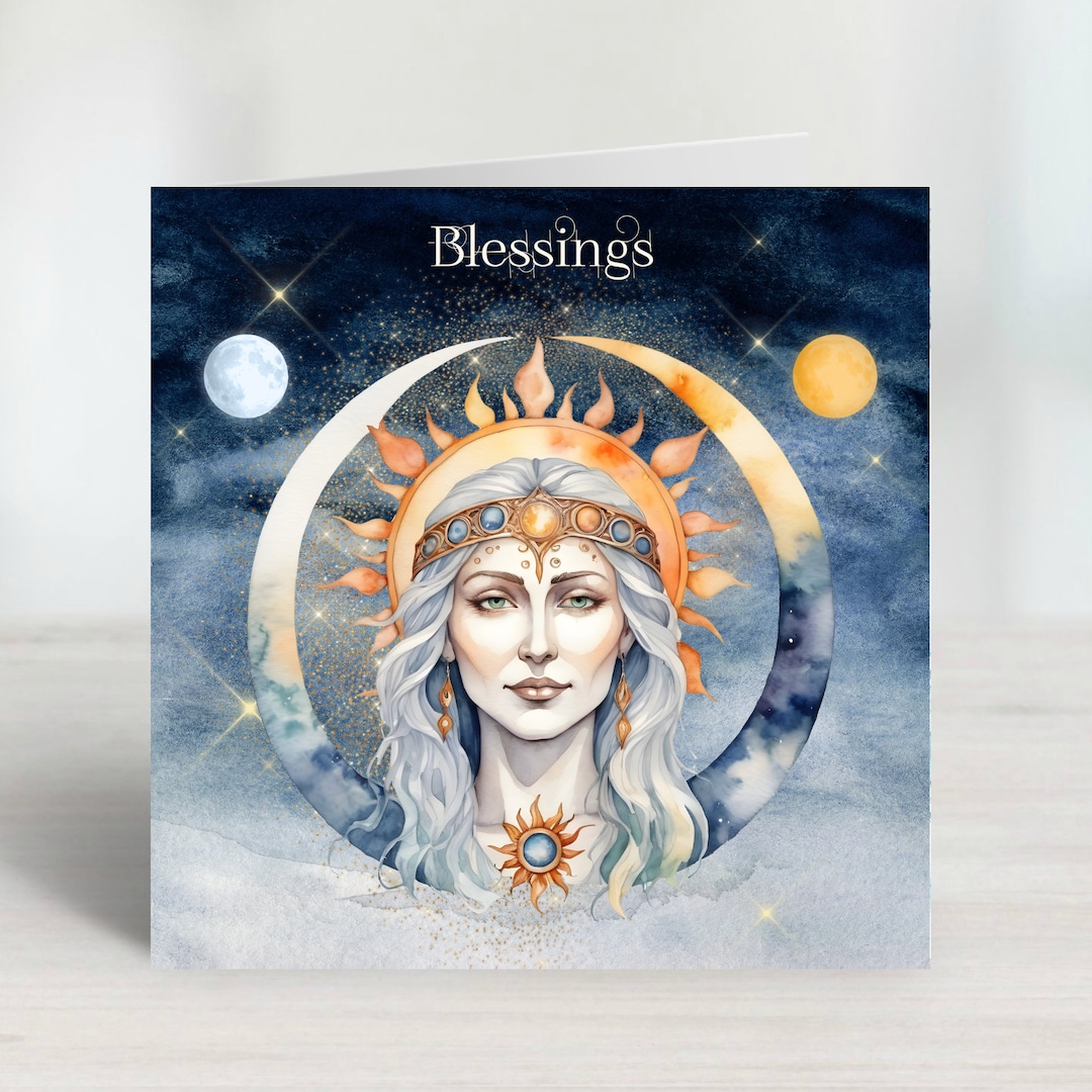 Sun & Moon Goddess Deity Blessings Card for Birthdays, Festivals and ...
