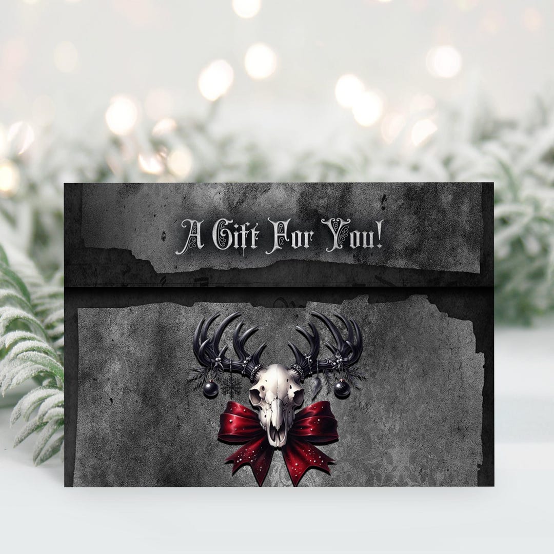 Stag Skull Black Gothic Christmas Money, Voucher, Gift Card Wallet With ...
