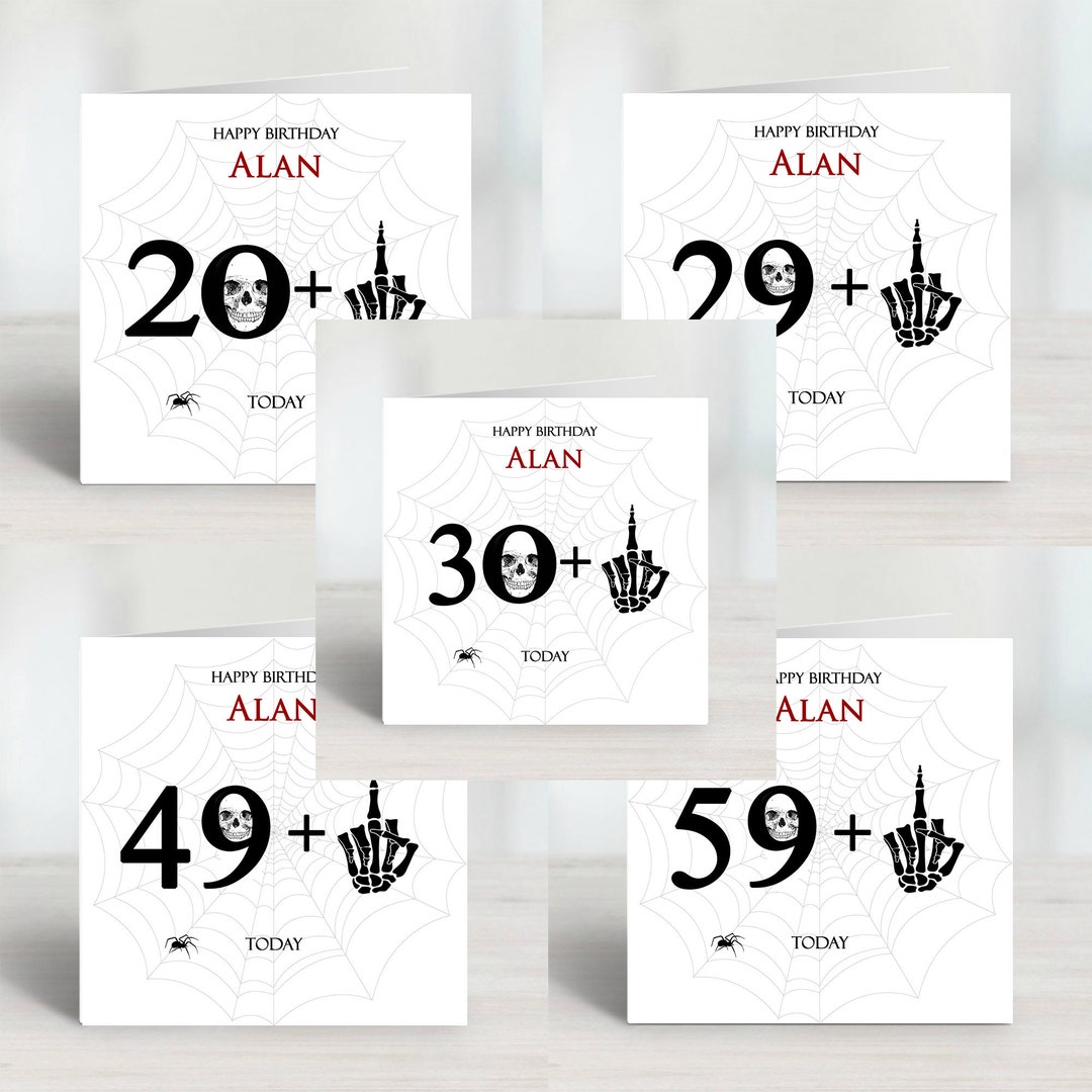 Personalised Rude, Middle Finger Skeleton 21st, 31st, 41st, 51st, 61st ...