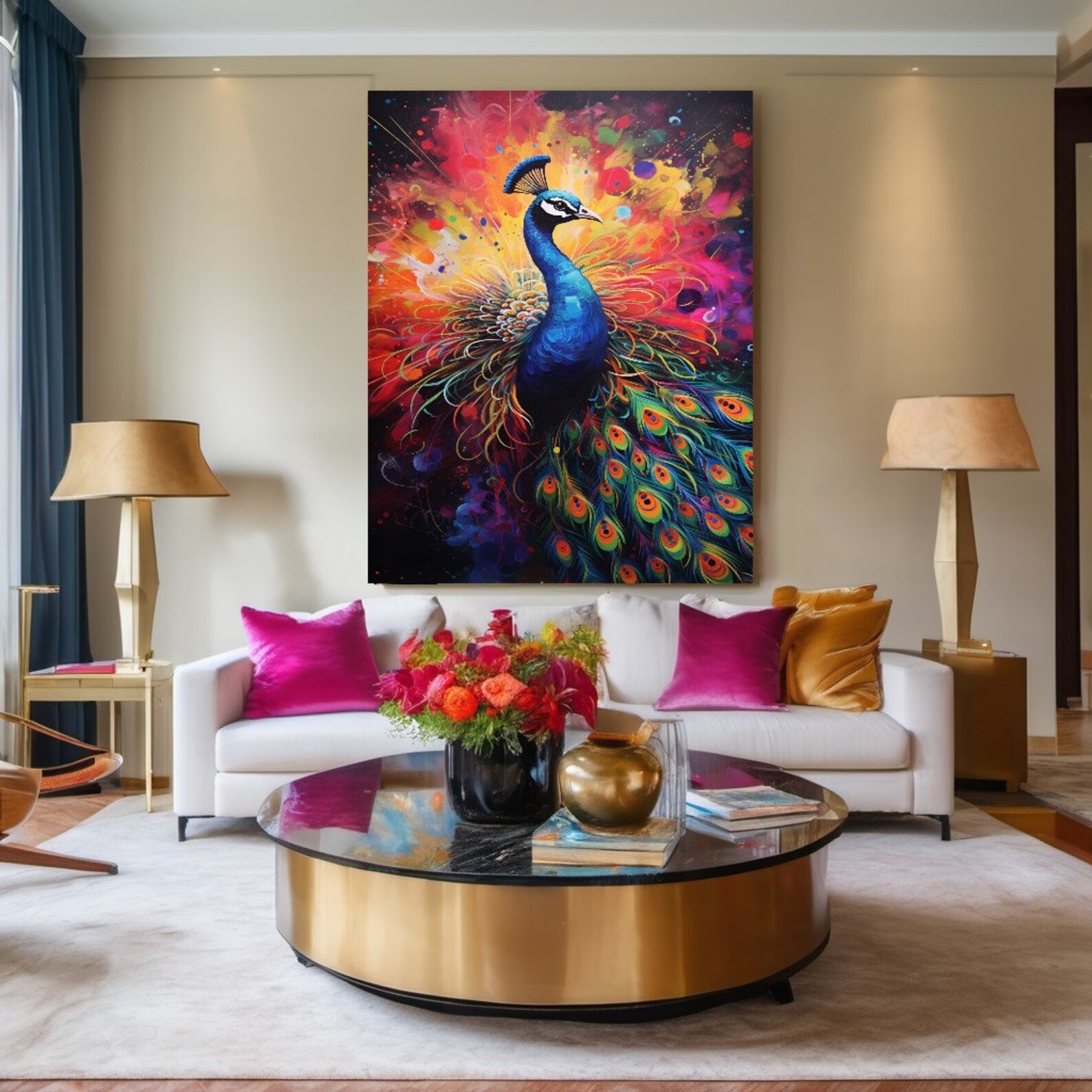 Color Splash Canvas Print Contemporary Animal Art, Stretched Printed ...