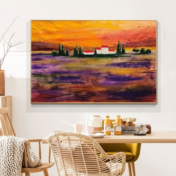 LARGE TEXTURED Wall Art Landscape Mediterranean Abstract - Etsy