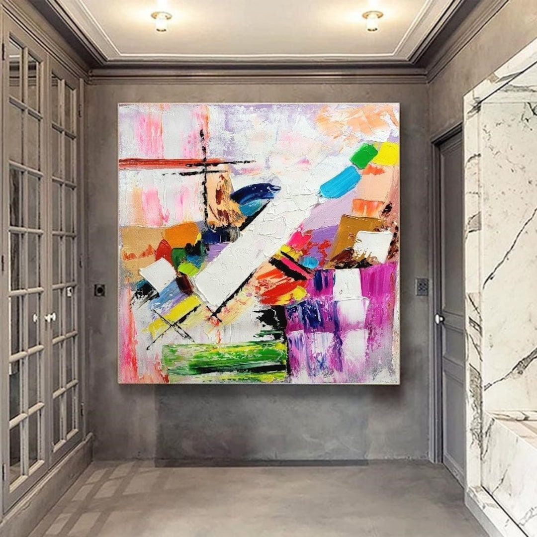 LARGE Vibrant Color Wall Art Impasto Oil Painting on Canvas Textured ...