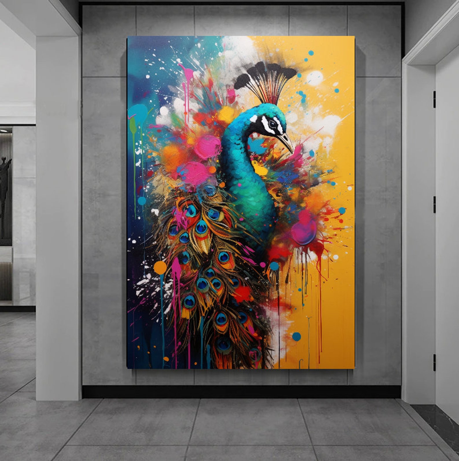 Color Splash Canvas Print Contemporary Animal Art, Stretched Printed ...