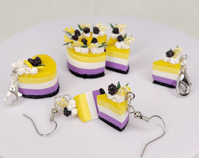 Non Binary Pride Miniature Cake Earrings or Charm nickel - Etsy