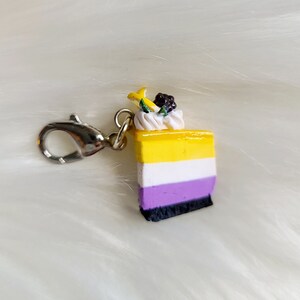 Non Binary Pride Miniature Cake Earrings or Charm nickel Free Enby ...