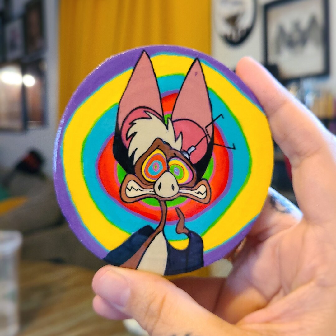 Batty Koda Wood Slice Ornament | Hand Painted Acrylic | Bat Ornament ...