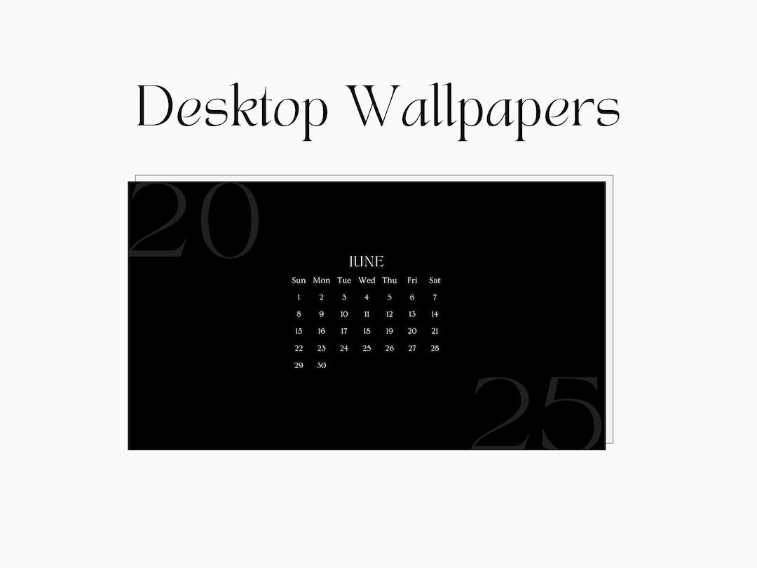 2025 Desktop Wallpaper With Calendar Black Basic Simple Modern Theme ...