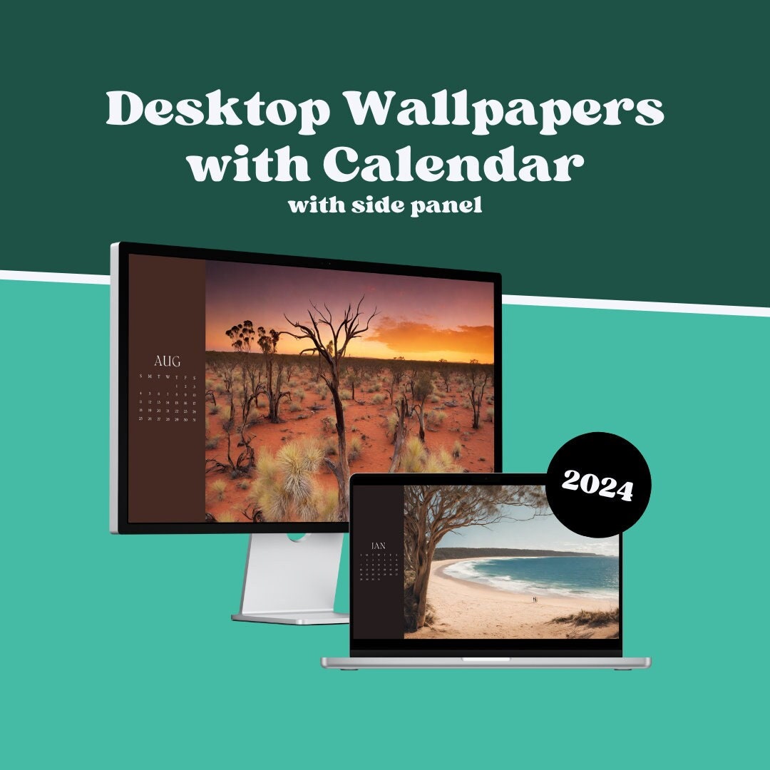 2024 Desktop Wallpaper With Calendar Australian Themed Instant Download ...