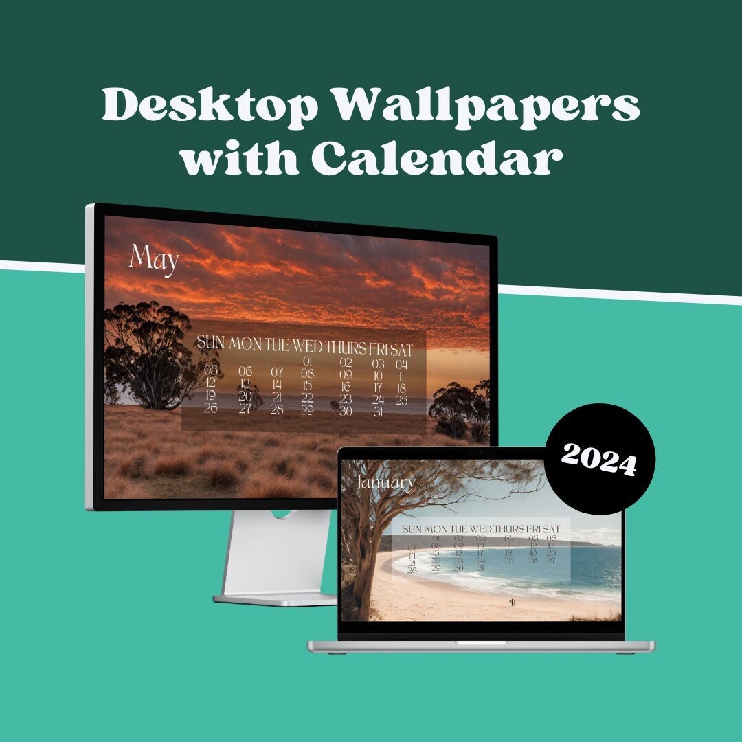 2024 Desktop Wallpaper With Calendar Australian Themed Instant Download ...