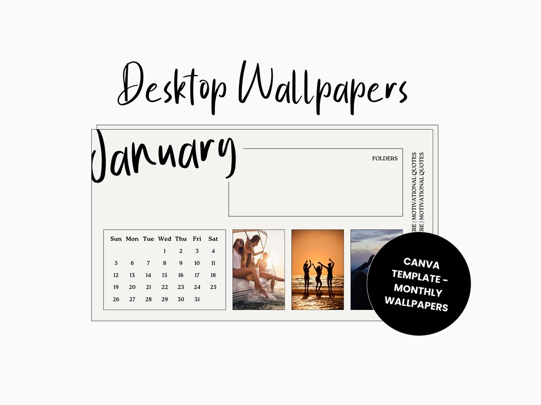 2025 Computer Desktop Wallpaper Calendar, Canva Template, Simple Design ...