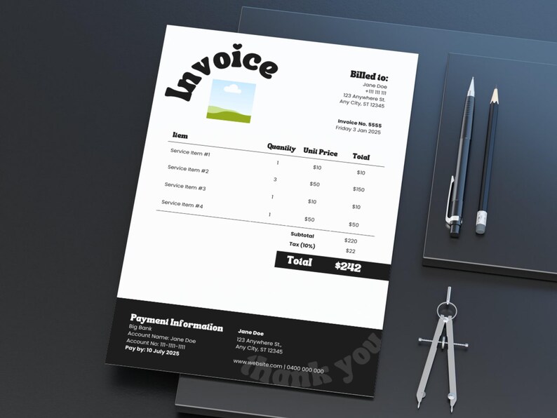 Editable Invoice Template, Modern Small Business Billing Form (canva ...