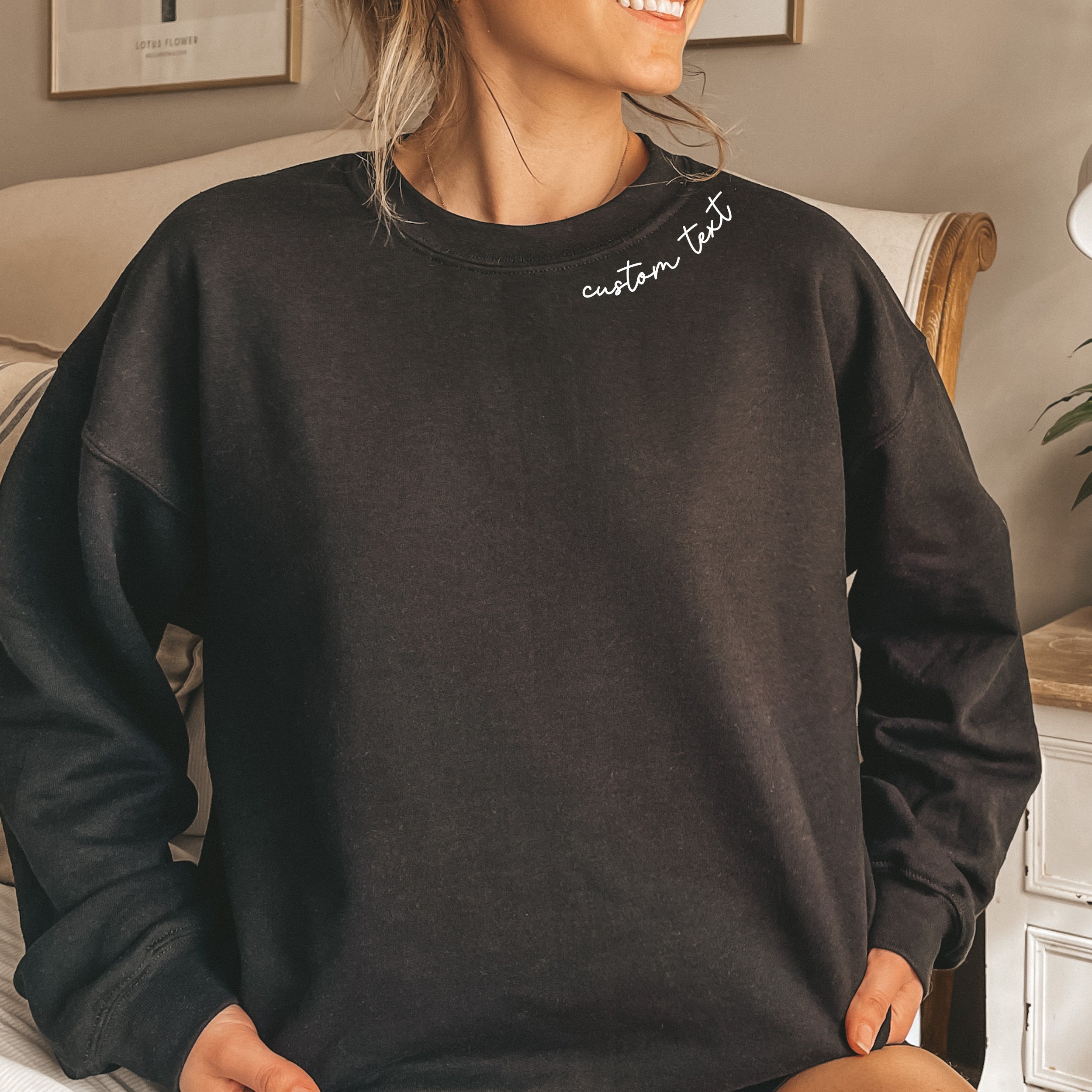 Minimalist Custom Text Sweatshirt, Personalized Crewneck, Maid of Honor ...