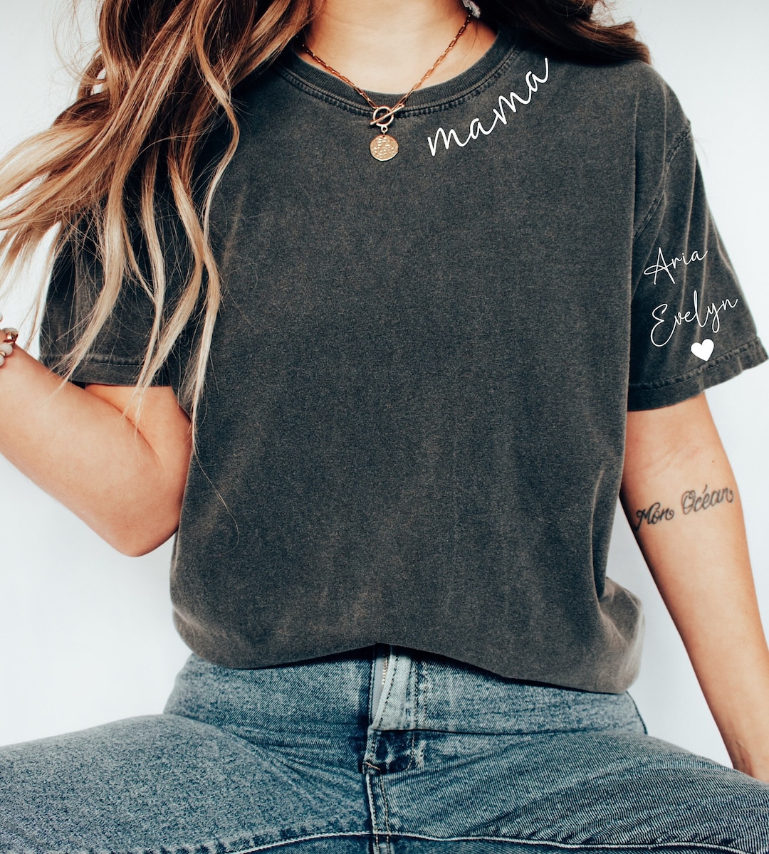 Comfort Color Mama With Kids Names Shirt, Mom Shirt, Custom Mama T ...