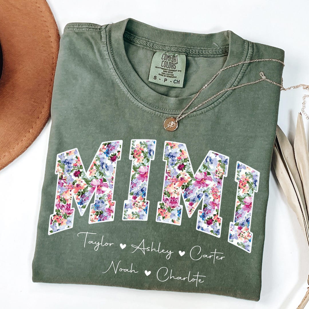 Personalized Mimi Shirt, Comfort Colors Shirt, Floral Mimi Shirt With ...