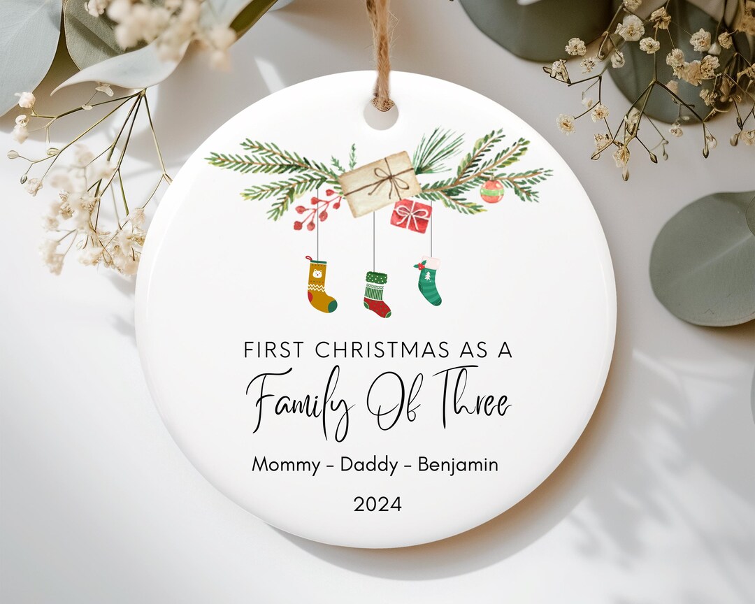 Family of Three Christmas Ornament, Custom New Family Ornament, Baby's ...