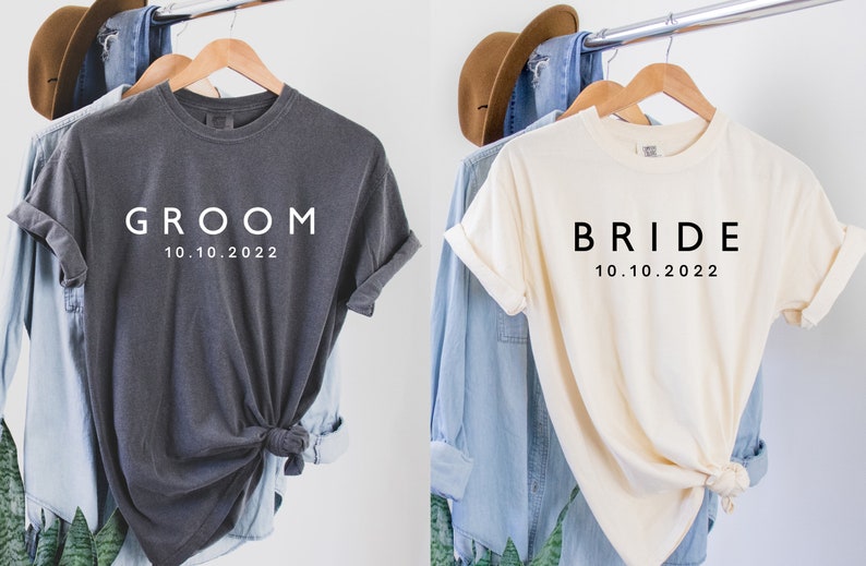 Custom Comfort Color Bride Groom Shirt Bride And Groom T Shirt Etsy