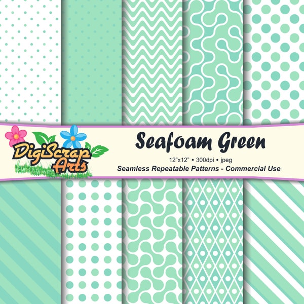 Seafoam Printable Digital Papers - Etsy