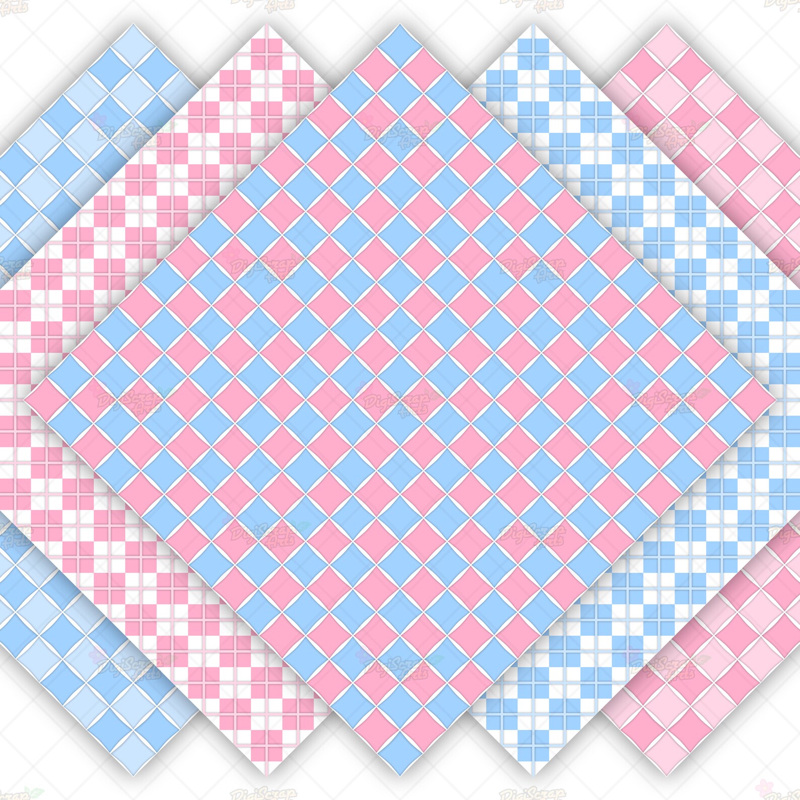 10 Pink and Blue Digital Paper Backgrounds – Instant Download – Pink ...