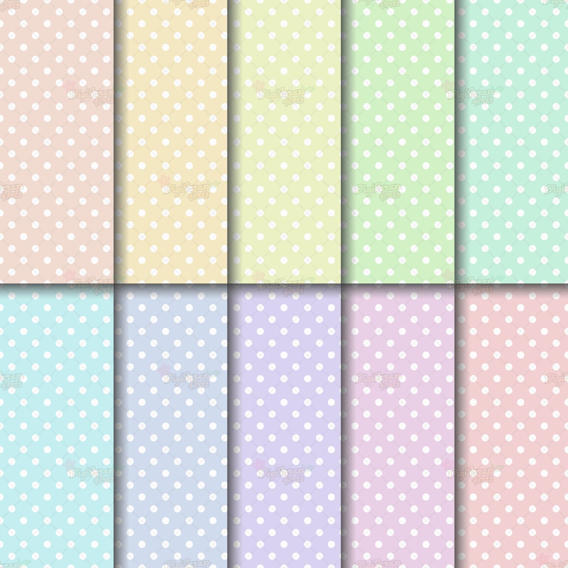 30 Pastel Polka Dots Digital Paper Pack – Instant Download / Commercial ...