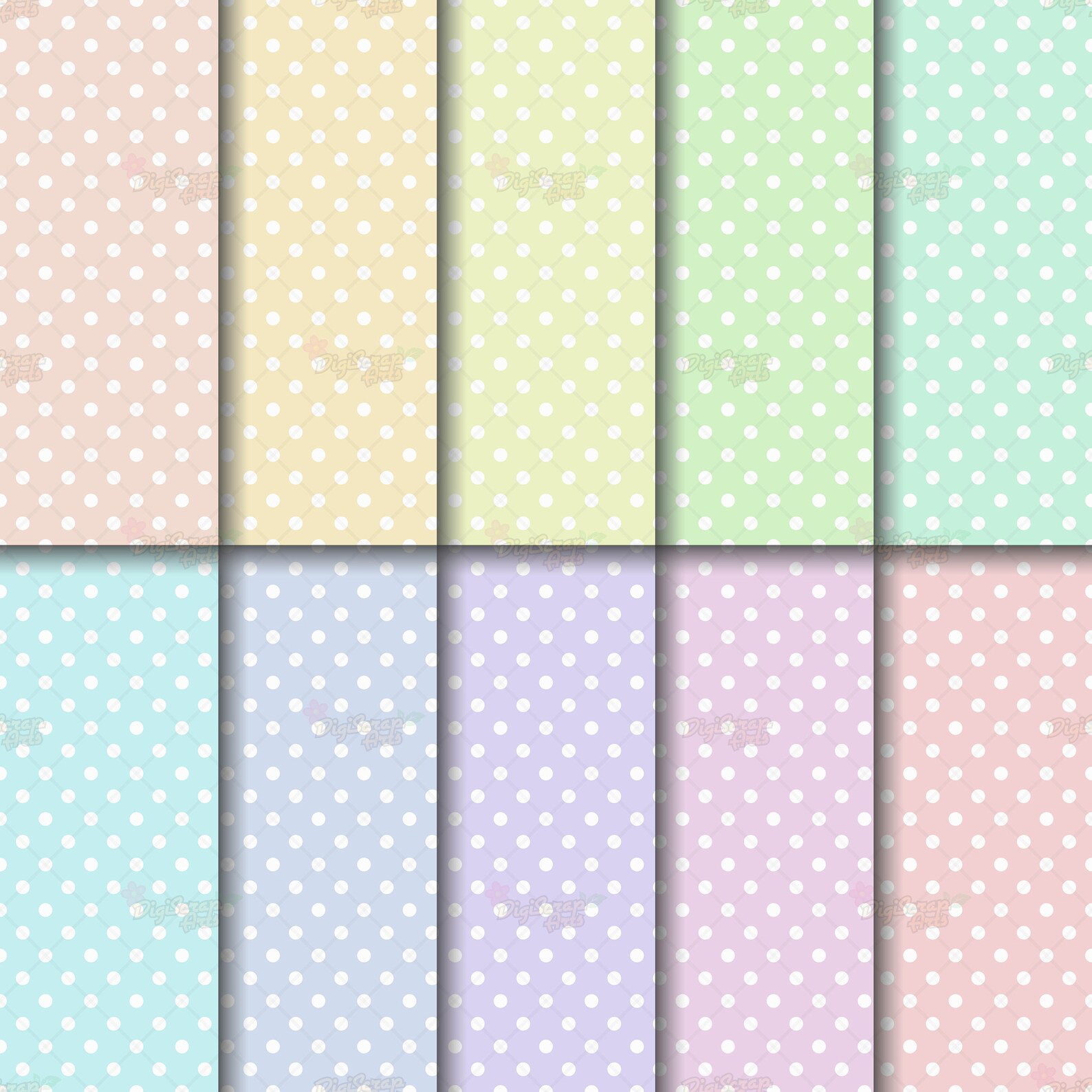 30 Pastel Polka Dots Digital Paper Pack – Instant Download / Commercial ...